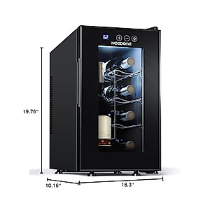 NEEDONE Wine Cooler Fridge, 8 Bottle Wine Chiller with Wine Rack/Lighting, Fast Cooling Thermoelectric Queit Wine Cabinet Cellar for Red White, Energy Efficient Gifts for Women Men