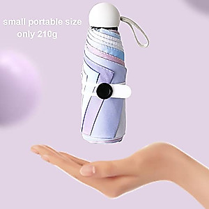 Aikelai Mini Travel Umbrella with Case , 8 Ribs Folding Small Compact Portable Umbrella for Sun and Rain, Windproof Sun Protection (rainbow)