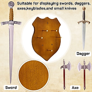 Queekay Sword Wall Mount Display Wooden Holder Axe Katana Sword Wall Mount Plaque Stand Hanger for Gift(Brown)