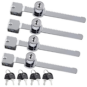 BokWin 4Pcs Sliding Glass Door Ratchet Lock Drawer Display Case Showcase Lock with Chrome Finish，Security (Keyed Alike)