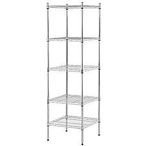 5 Shelf Wire Shelving Unit Metal Nsf Wire Shelf Organizer Storage Shelves Heavy Duty Height Adjustable Utility Leveling Feet Steel Layer shelf Commercial Grade Rack Capacity-18x18x59,Chrome