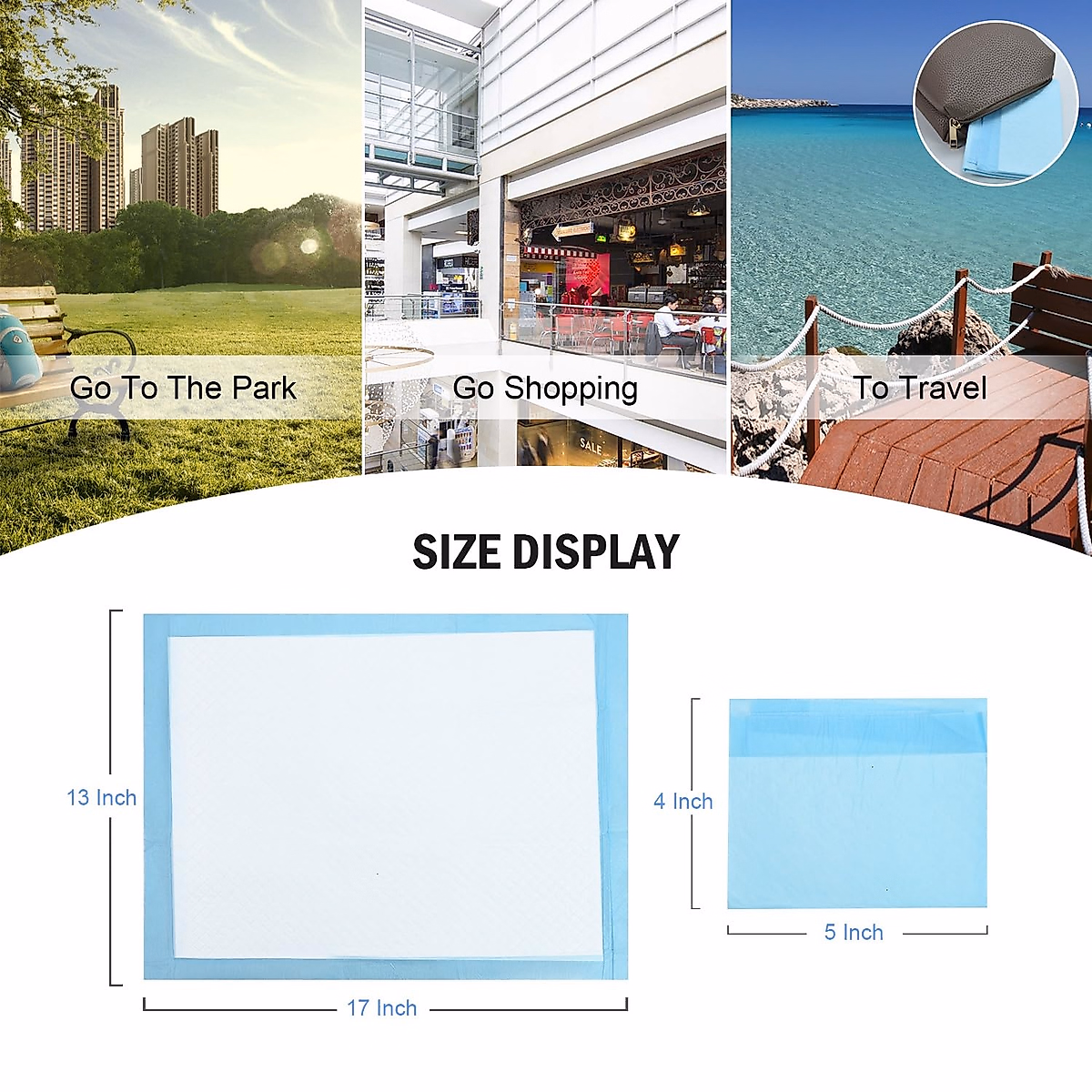 Rocinha 100 Pack Disposable Changing Pads Baby Disposable Underpads Waterproof Diaper Changing Pad Breathable Underpads Bed Table Protector Mat, 17 Inches x 13 Inches