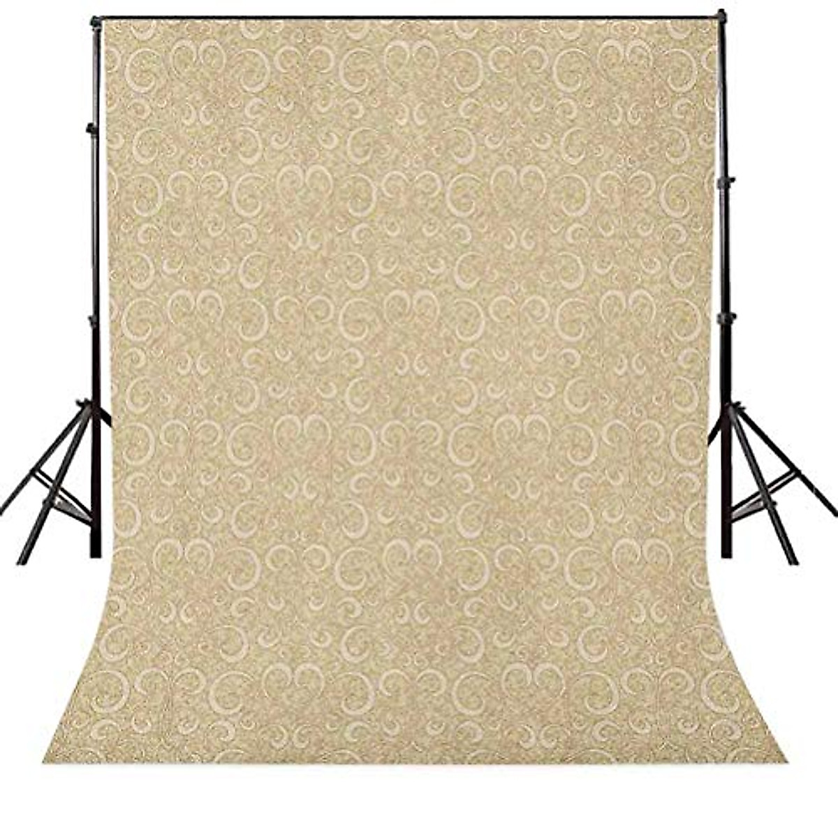 8x12 FT Beige Vinyl Photography Background Backdrops,Unusual Swirled Floral Patterns Oriental Style Motifs in Boho Design Print Background for Selfie Birthday Party Pictures Photo Booth Shoot