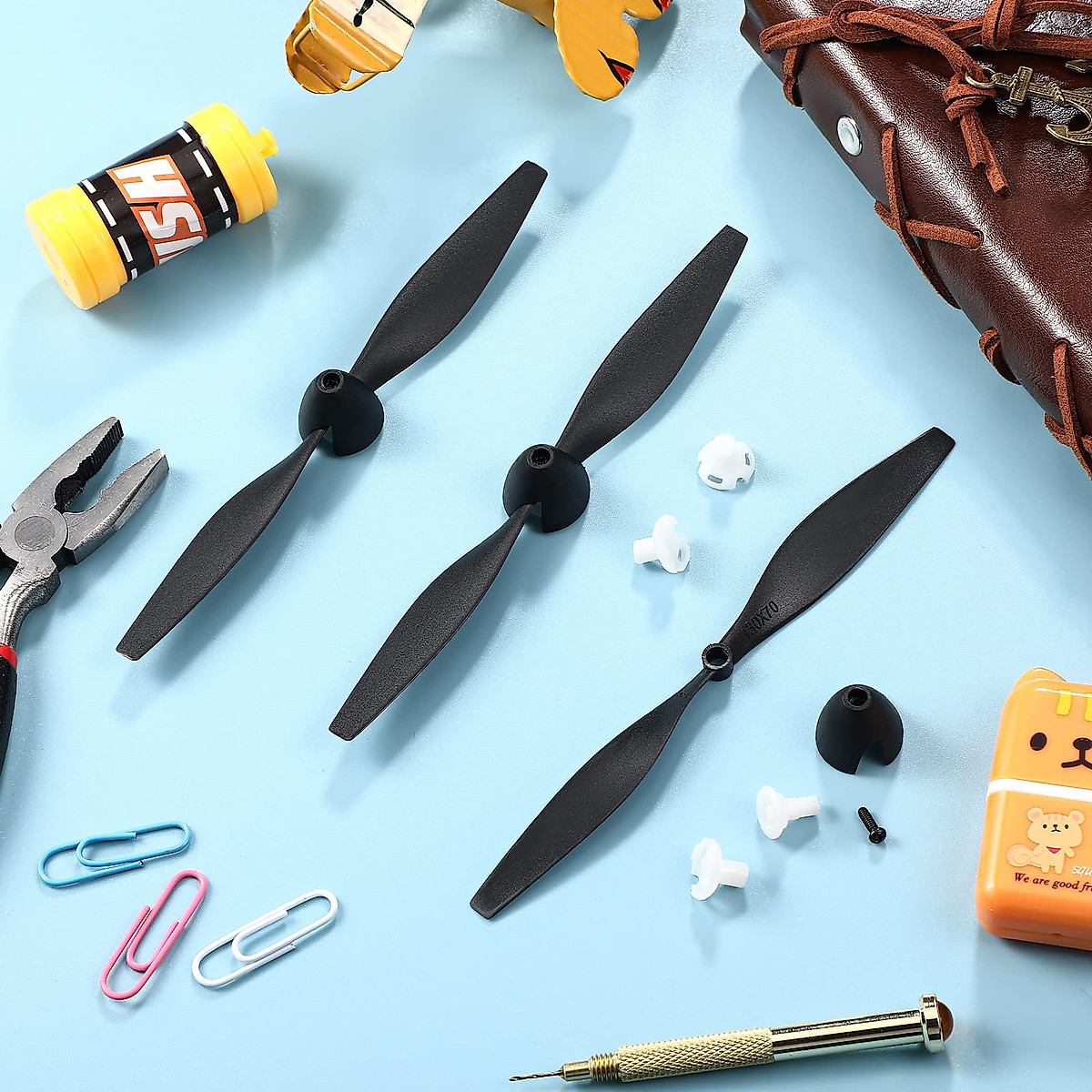 Zhanmai 3 Sets Spare Rc Plane Propellers Rc Airplane Carbon Fiber Nose Cone Compatible with Tr-c285g Plane and Tr-c385 4 Channel Remote Control Airplane with Propeller Savers and Adapters