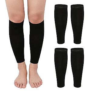 Angzhili 2 Pairs Calf Compression Sleeves for Women,Footless Compression Socks for Running,Yoga and Fitness,Leg Compression Socks for Calf Pain Relief (Large, Black)