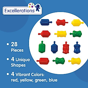 Excellerations Early STEM Toy, Connecting, Fun, Linking, Pop Beads for Toddlers, Snap Lock Beads Set in Storage Bin, Pack of 28