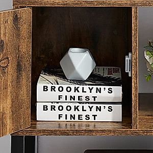 UnaFurni Bookshelf, 5 Tier Narrow Bookshelf with Storage Cabinet, Rustic Wood Bookcases and Book Shelves 5 Shelf for Living Room/Home Office, Rustic Brown