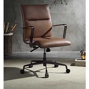 Acme Indra Leather Upholstered Swivel Office Chair in Vintage Chocolate