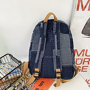 RRRWEI Vintage Denim Backpack Classic Retro Travel Daypack Bookbags Jeans Backpack College Backpack For Women Men (blue)