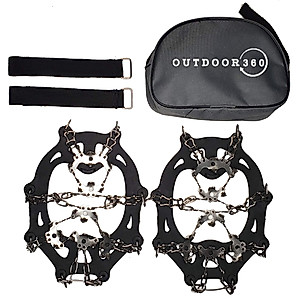 Crampons for Hiking Boots - Men and Women - 19 Non-Slip Spikes for Hiking - Hiking Spikes for Boots and Shoes - Best for Snow and Ice - Fits Size 7-10 Crampon Traction