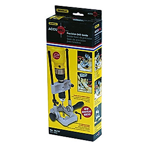General Tools 36/37 Precision Drill Guide For 3/8-Inch or 1/2-Inch Power Drills, Portable & Lightweight, Folds Flat for Storage, Silver