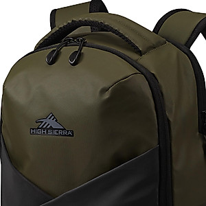High Sierra Luna Polyester Large Storage Backpack with Grab Handle, 360 Degree Reflectivity, and Laptop Padded Pocket Sleeve, Olive & Black