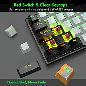 E-YOOSO Wireless Mechanical Keyboard, Bluetooth/2.4G/USB-C 60% Portable Rechargeable 63 Keys Gaming Keyboard, Compact RGB Hot Swappable Mechanical Keyboard with Linear Red Switches for Windows/Mac