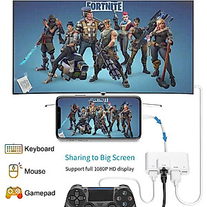 Sharllen RJ45 Ethernet Adapter 4 in 1 Lightning to HDMI Adapter 1080P HD Network LAN Wired Adapter USB Data Sync Charging Card Reader Compatible with iPhone/iPad/TV/Monitor/Projector/Keyboard/Mouse