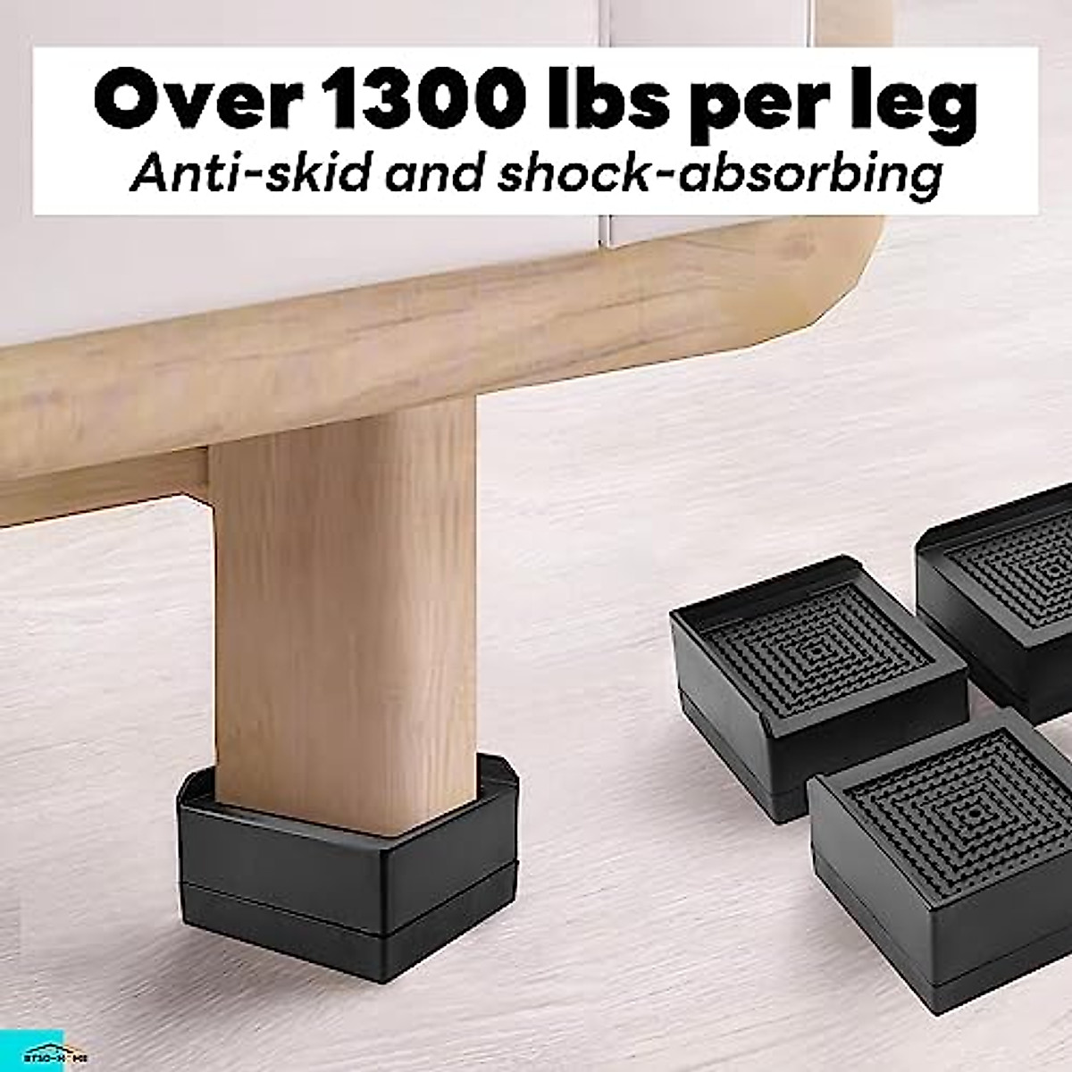 BTSD-home Furniture Risers 1.5 Inch Bed Lifts Risers Table Leg Extenders Perfect for Couch, Chair, Table, and More 4 Pack Black Square