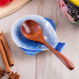 HPYNPES 2 Pack Ceramic Spoon Rest for Stove Top,Spoon Holder for Kitchen Counter, Large Size Spoon Rest for Kitchen Stove Top,Dishwasher Safe,5.3 Inches