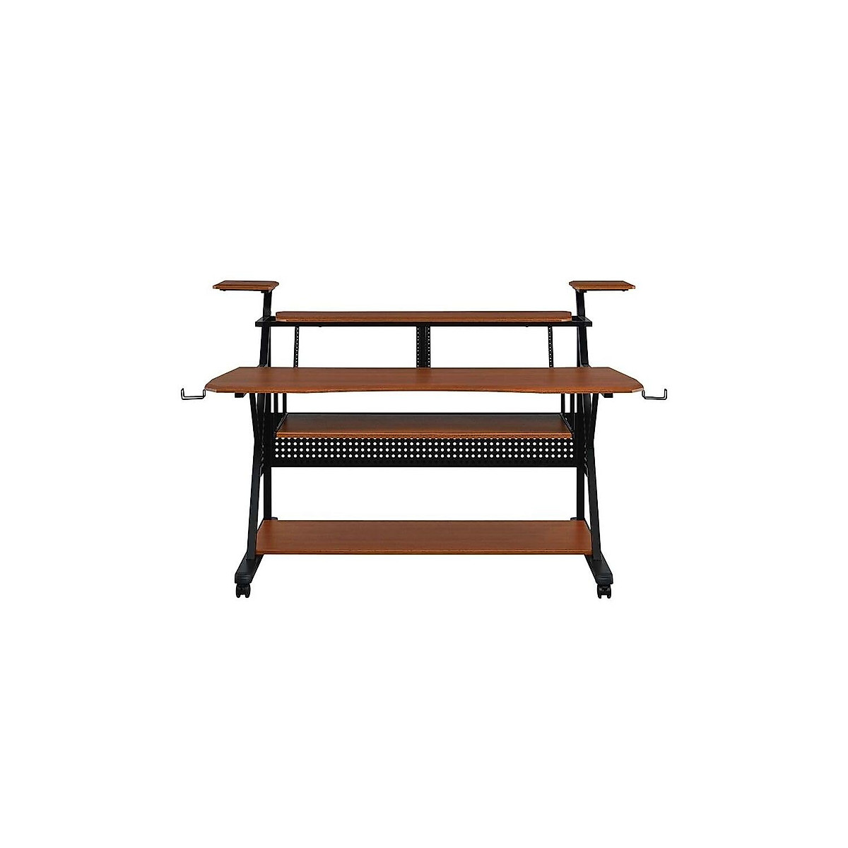 Acme Furniture Metal and Wooden Music Desk with Wheels, Cherry and Black