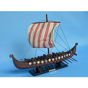 Hampton Nautical Viking Drakkar Ship, 14" , Brown