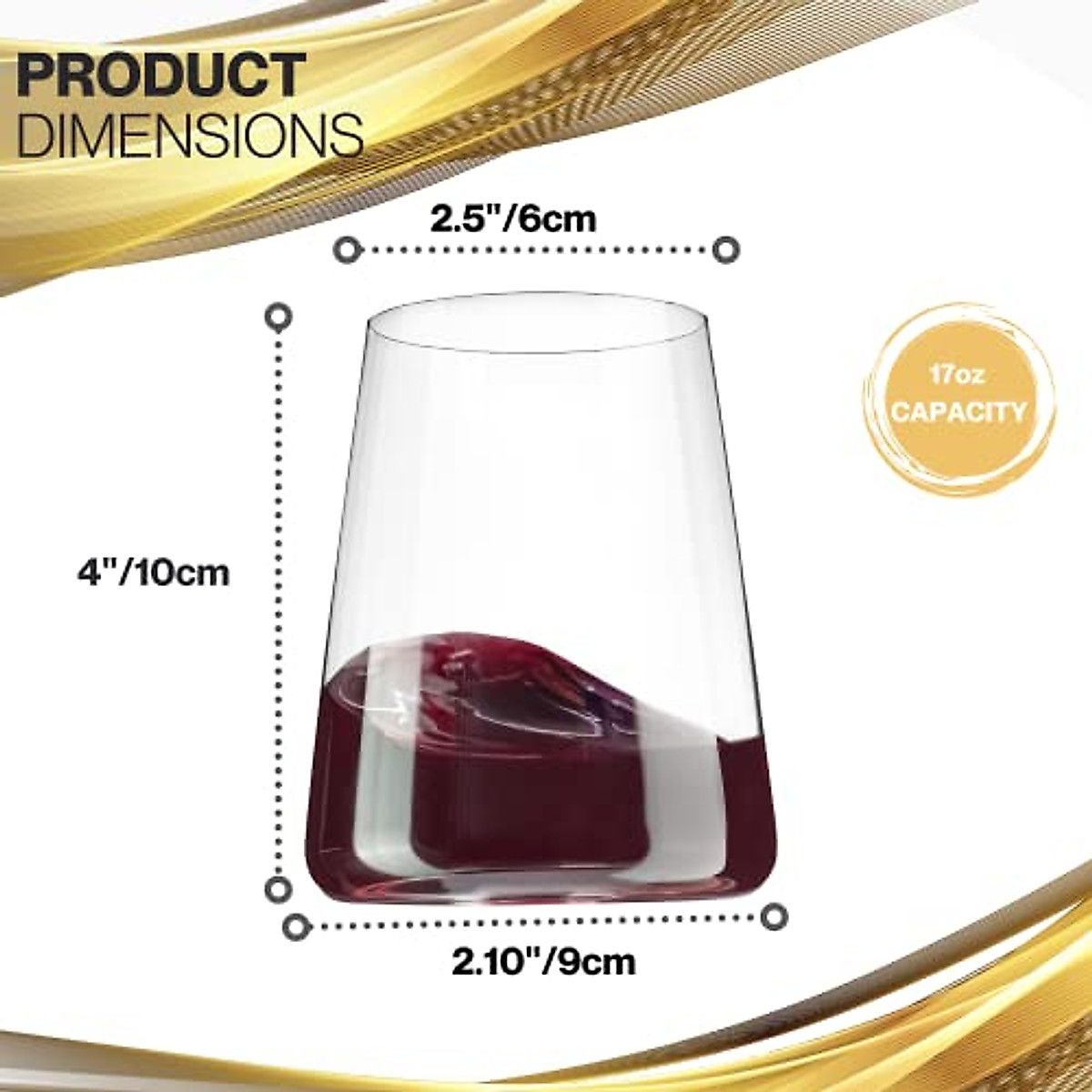 Premium Highball Drinking Glasses Set of 4, 17oz - Ideal Father's Day Gift - High-Quality German-Made, Durable, Elegant Glassware - Perfect for Cocktails, Water, Juice - Sleek European Style Tumblers