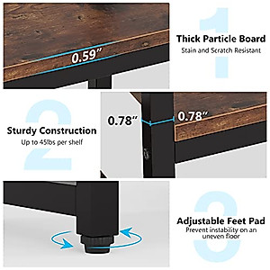 LITTLE TREE 70.9” Tall Bookshelf Industrial Bookcase for Living Room Home Office,Brown