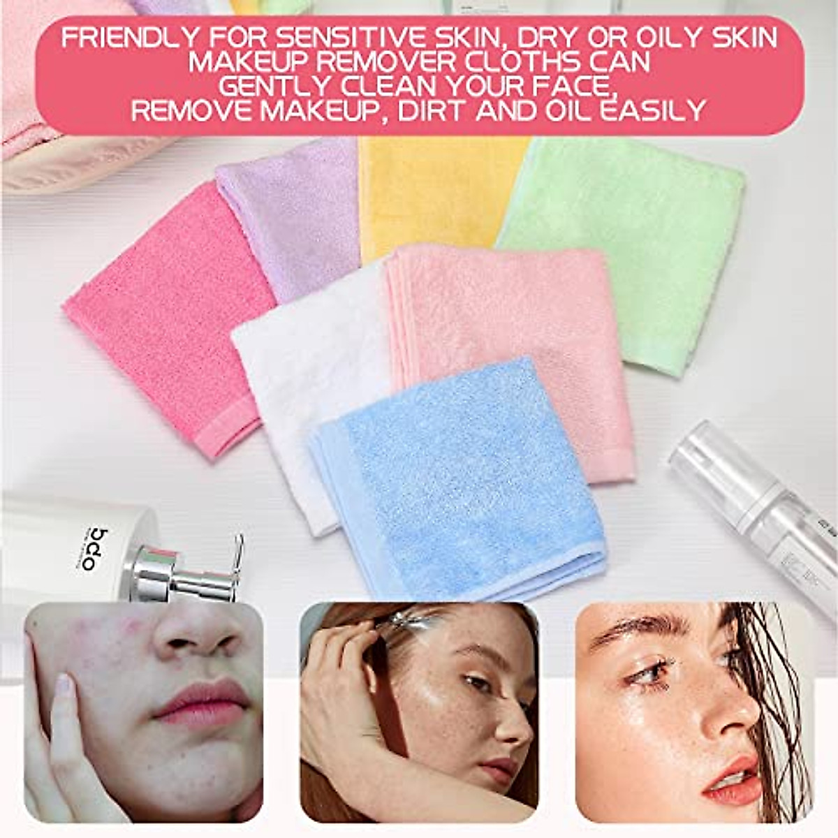 Newwiee 40 Pcs Bamboo Wash Cloth Bulk Bamboo Bath Hand Face Washcloths Soft Quick Drying Towel for Baby Kids Women Bathroom Washing Body Multipurpose Fingertip Rags (Multicolor,10 x 10 Inch)