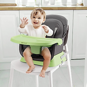 VEEYOO Baby High Chair 6 in 1, Convertible high Chair/Dinning Booster Seat/Toddlers Table & Chair Set with Easy Clearance, Removable Tray, Adjustable Legs, Safety Harness for Girl/boy