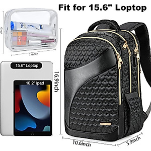 Laptop Backpack for Women, 17.3 Inch Girls College Students Backpack with USB Charging Port, Multi-layer Commuting Daypack Waterproof Rucksack for Staff Working/Teachers/Business (with Toiletry Bag)