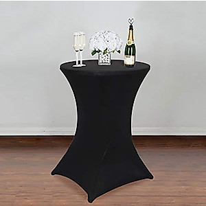 Obstal Cocktail Table Covers Stretch Spandex Black Cocktail Table Cover Cloth for Wedding, Banquet and Party (30"-32" Diameter x 42" Height,1Pc)