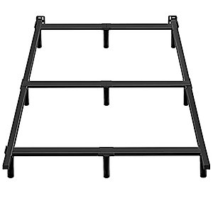 JOM Metal Bed Frame Queen Size Platform Bedframe for Box Spring and Mattress Black Bed Rails Heavy Duty