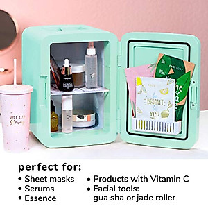 FACETORY Portable Mint Beauty Fridge (10-L / 12 Can) with Heat and Cool Capacity