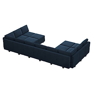 Belffin Oversized Modular sectional Sofa with Double Chaises U Shaped Sleeper Sofa Couch Reversible with Storage Velvet Blue