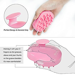 HEETA Hair Scalp Massager Shampoo Brush 2 Pack, Soft Silicone Bristles to Remove Dandruff, Waterproof Hair Scrubber for Both Wet Dry Hair, Suitable for Men & Women (Green & Pink)