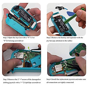 Joycon Joystick Replacement, Switch Joysticks Left/Right Analog Thumb Sticks for Nintendo Switch Joycon/Switch Lite/Switch OLED, Joycon Repair Kit with Thumbstick Caps & Drift Fix Tools