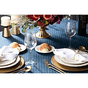 Barski Wine Glass, Goblet, Crystal Glass, Set of 2 Glasses, with Gold String Design, Made in Europe, 14 oz.