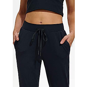 Libin Women's Joggers Pants Athletic Sweatpants with Pockets Running Tapered Casual Pants for Workout,Lounge, Black L