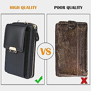 PU Leather Crossbody Bag for Women, Cell Phone Purse Wallet with Card Slots, Cell Phone Shoulder Bag with Shoulder Strap - Black
