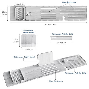 Luxury Bathtub Caddy Tray, Made of Stainless Steel and Silicone, Waterproof, Anti-Bending, Solid Bath Tray for Tub, Ideal Gift for Woman and Man Relaxing, 35.4×6.7 inches