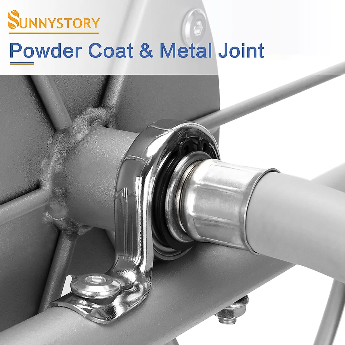 SUNNYSTORY All Metal Garden Hose Reel Cart with Metal Hose Guide System, Holds 150 Feet of 5/8 Inch Hose Cart with Solid Tires for Garden, Yard, Lawn