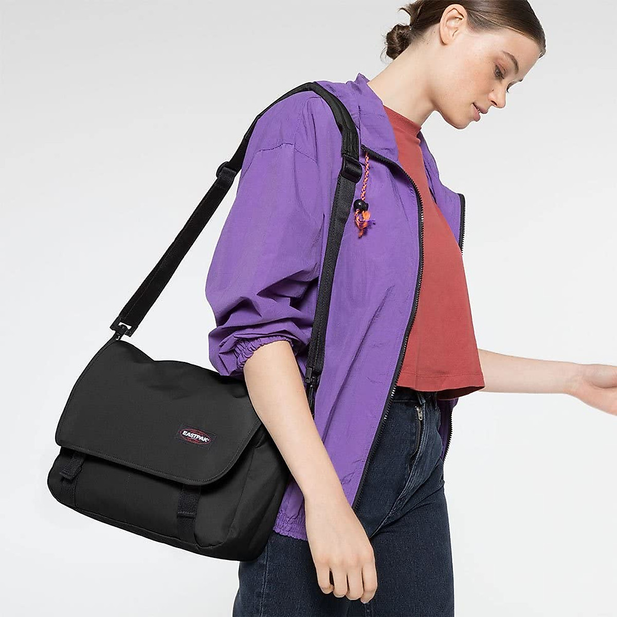 Eastpak Jr Shoulder Bag - For School, Laptop, Travel, Work, or Bookbag - Black