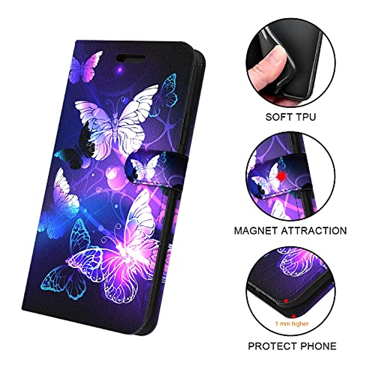 EnCases for Samsung Galaxy A14 5G Case,Samsung A14 5G Case Wallet with Hand Strap Galaxy A14 5G Case PU Leather Clip Flip A14 5G Wallet Case with ID Card,Credit Card Pocket Holder Kickstand,Butterfly