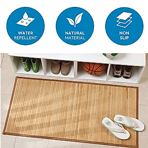 Nisorpa Natural Bamboo Bathroom Mat 28x79 Inches Large Bamboo Area Rug Anti Slip Kitchen Floor Runner Bamboo Matting Carpet for Bedroom Living Room Kitchen