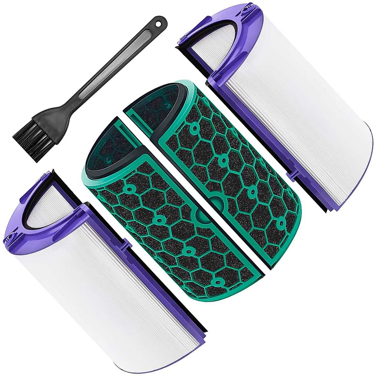 Filter Replacement for Dyson HP04 TP04 DP04 TP05 DP05, Air Purifier Filter with HEPA Filter & Activated Carbon Filter Compatible with Dyson Sealed Two Stage 360° Pure Cool Fan Filter (Attached Brush)