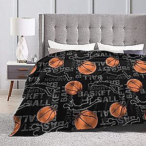 Basketball Sport Flannel Reversible Sherpa Throw Blanket Fuzzy and Soft Fleece Bed Blanket