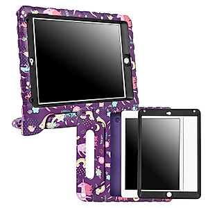 HDE Case for iPad 9.7 inch 2018/2017 Kids Shockproof Bumper Hard Cover Handle Stand with Built in Screen Protector for Apple Education 6th / 5th Generation
