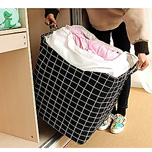 100L Clothes Storage Bag Large Capacity Organizer with Handle, Moisture Proof Linen Fabric Foldable Storage Bins for Comforters, Blankets, Pillows