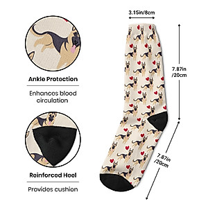 Vcmaluco German Shepherd Socks for Women Men, Novelty Mid-Calf Crazy Dog Socks Dress Socks, Gift for Dog Lovers