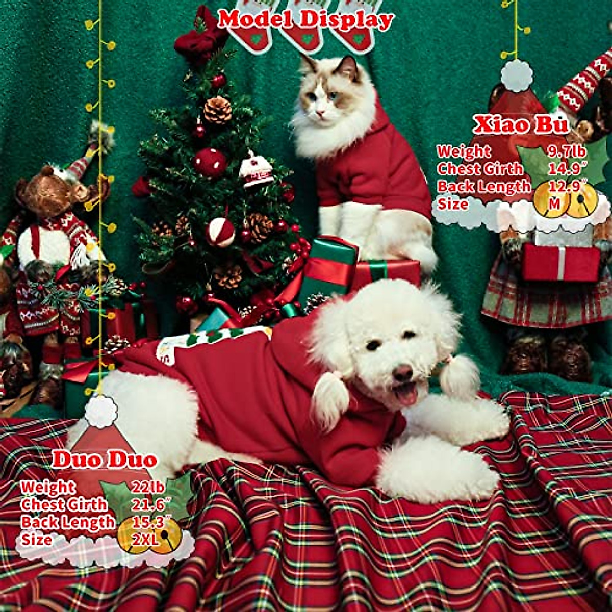 MESHEEN Dog Hoodie for Small Dogs and Cats Made of Soft Comfortable Fabric Embroider Original Cute Pattern, Dog Sweaters Use Warm Brushed Lining Keep Your Pet Cozy