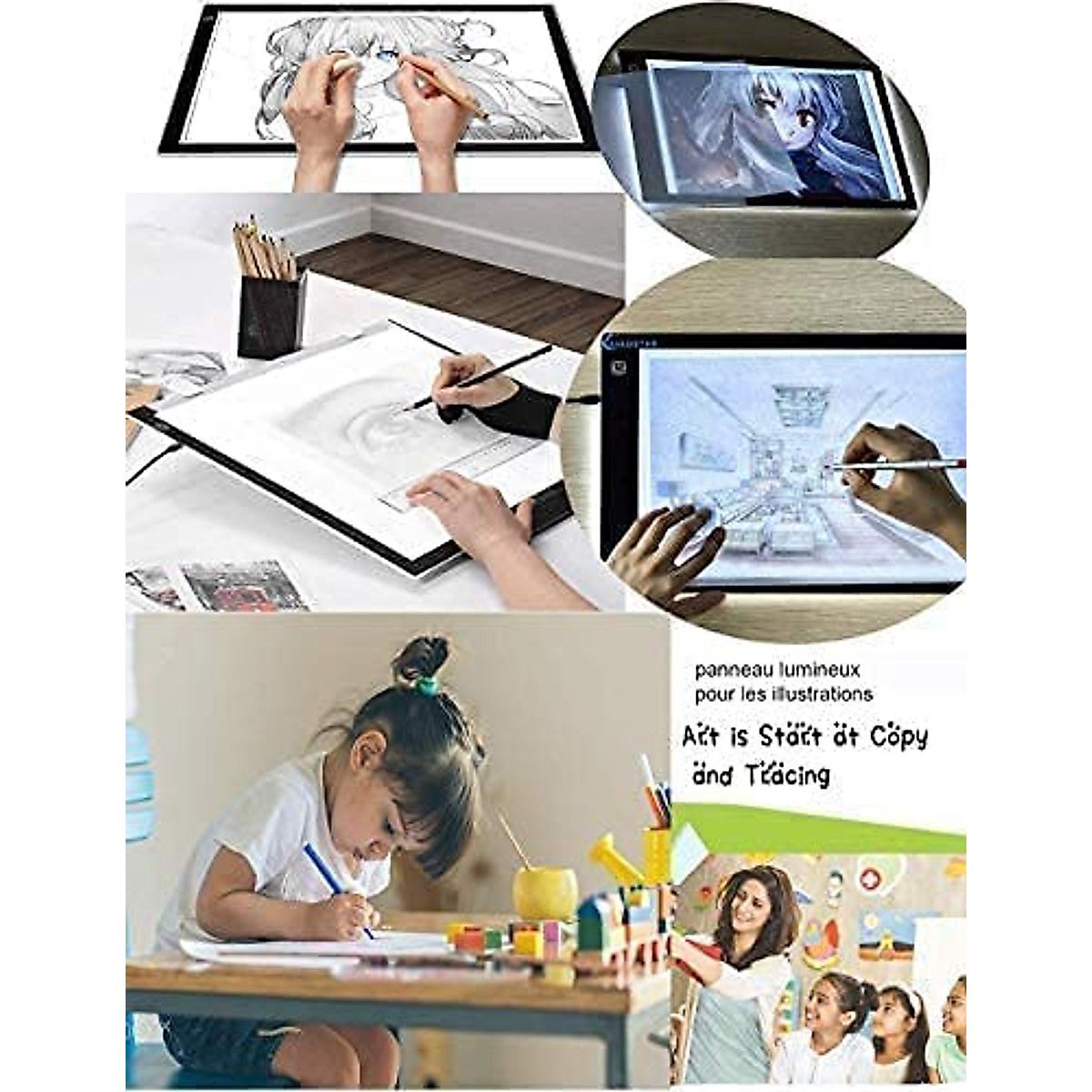 XIAOSTAR Light Box Drawing A4,Tracing Board with Brightness Adjustable for Artists, Animation Drawing, Sketching, Animation, X-ray Viewing