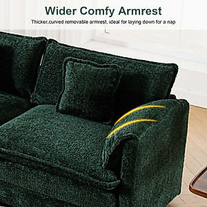 GNIXUU 112" Oversized Sectional Sofa Cloud Couch for Living Room, Modern Chenille L Shaped Couch, Comfy Boucle Modular Sofa Sleeper with Moveable Ottoman & Memory Foam(Emerald)