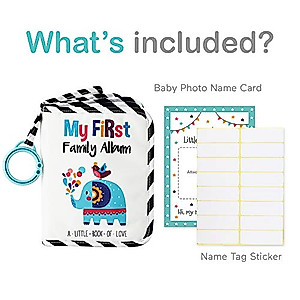 Urban Kiddy™ Baby's My First Family Album | Soft Photo Cloth Book Gift Set for Newborn Toddler & Kids (Elephant)